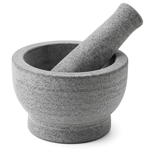 EZAHK Stone Mortar and Pestle Set for Spices, Okhli Masher, Khalbatta ...