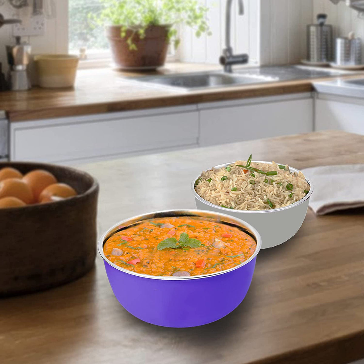 Stainless Steel Microwave Safe Bowls 6 Pieces Set (12cm, 6 Pieces Set ...